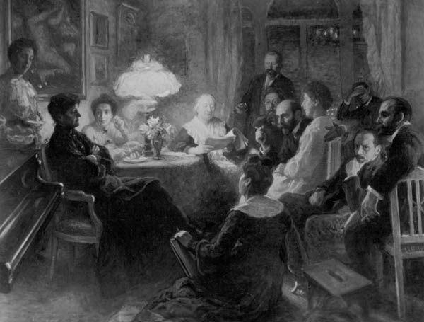 Ellen Key läser för församlade vänner